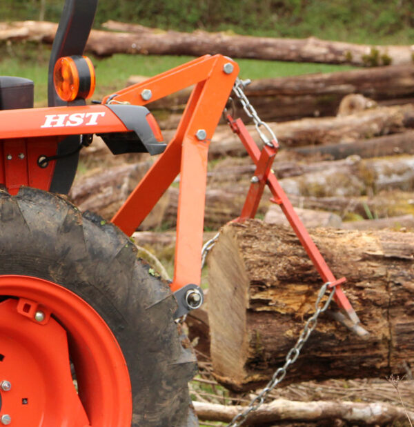Hands-free tractor log skidder attachment - Small Wood Lot Tools